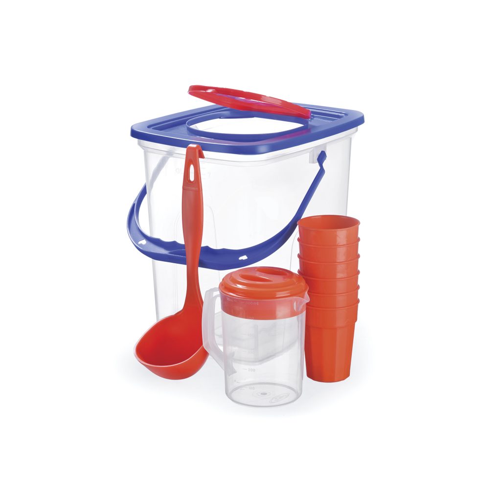 SET-BALDE ILLARIY RECT. # 9 C/T. PIÑA + 6 VASOS + JARRA 0.6 + CUCHARON ...